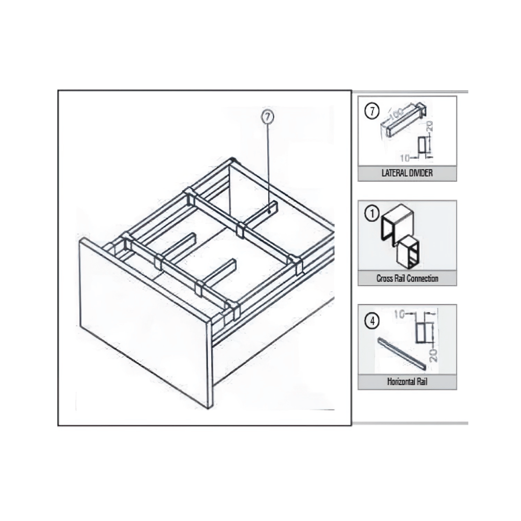 808 Lateral Divider (With Square Tube Plug) – Slide Systems Inc.