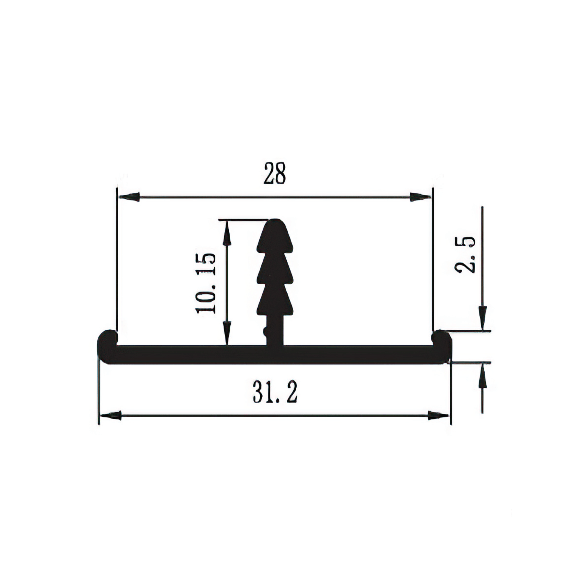 Aluminium Edge Profile T – 28 MM – Slide Systems Inc.